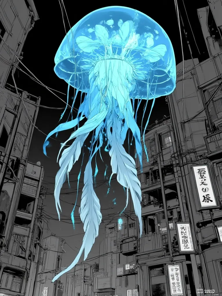 J_Ink Blue Illusion_Sci-Fi Concept Scene Illustration Design-LoRA-JA ...