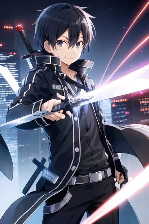 AI绘画-动漫桐谷和人 Kirito キリト - LoCon LoRA-数字琥珀-AI绘图-LiblibAI