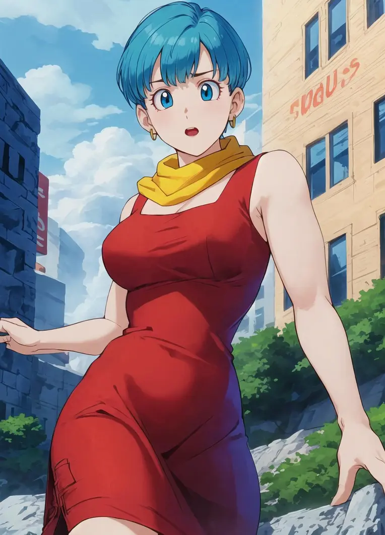 AI绘画-动漫Bulma - Dragon Ball Z - Red Dress Anime Version-精选模型托管处-AI绘图 ...