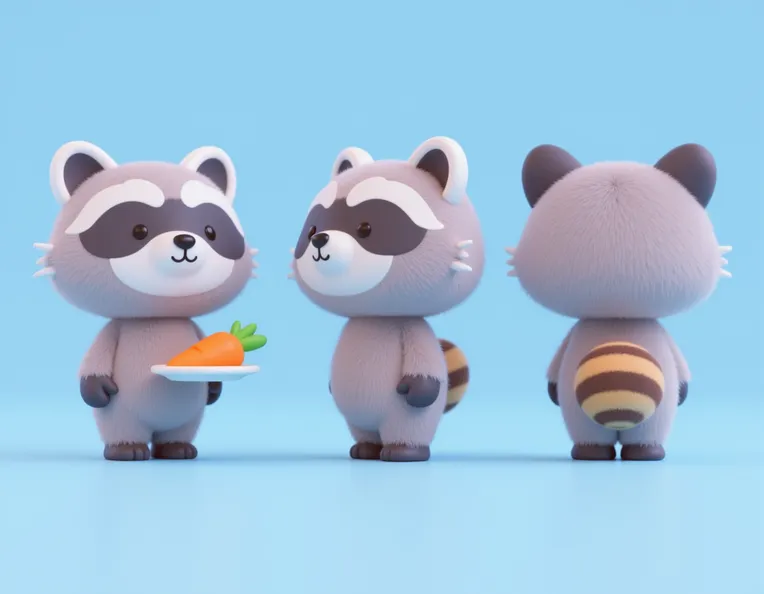 (One Thought) 3D Personification IP Character Design - Three Views-LoRA ...