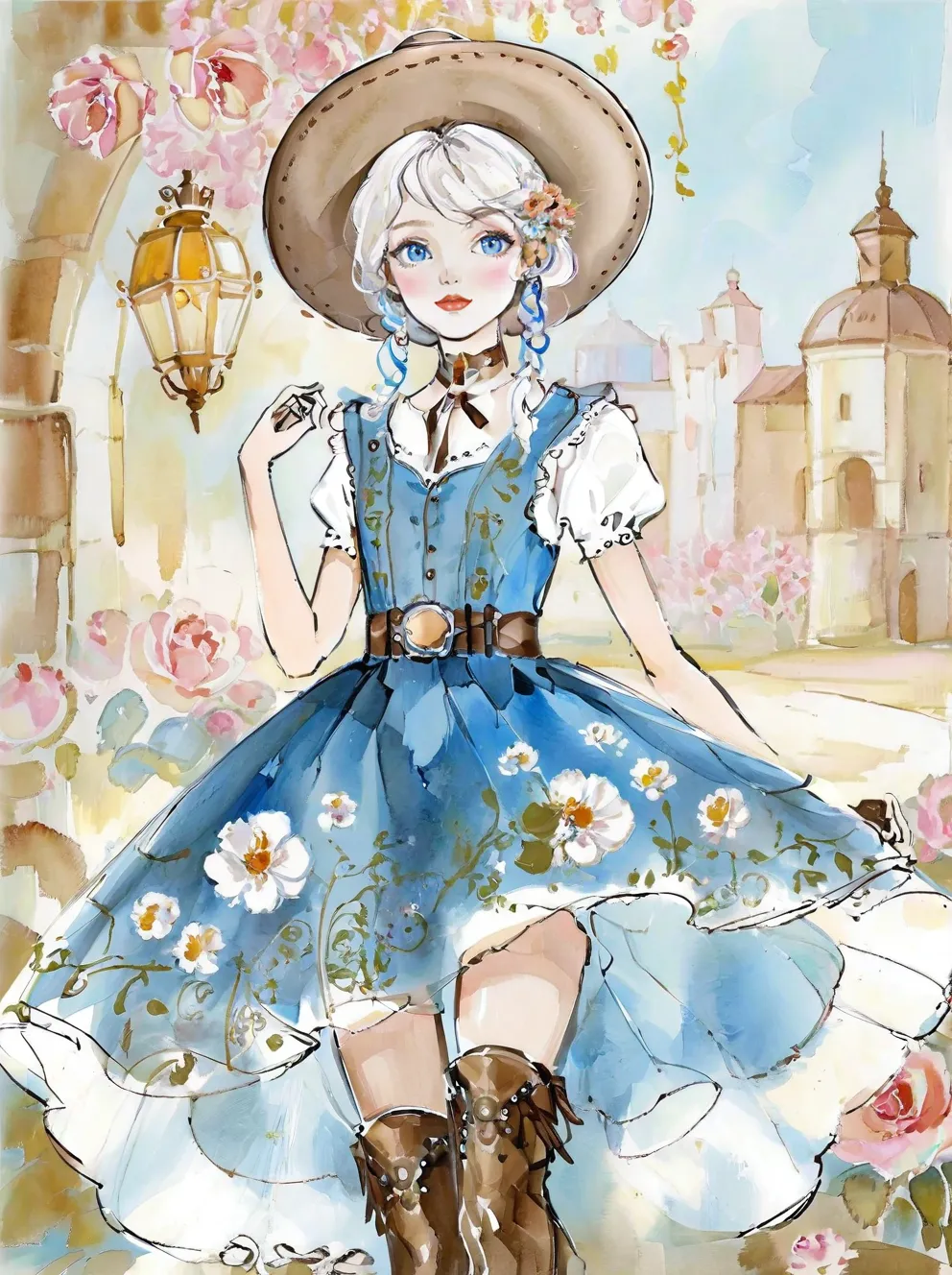时尚水彩草稿风插画XL-LoRA-bearbear-LiblibAI