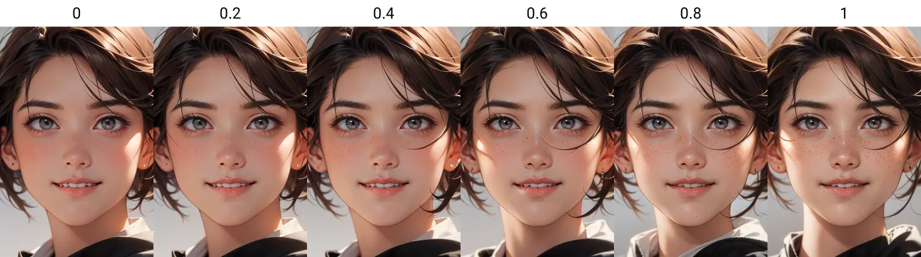 皮肤细节增强 | 雀斑+肤感调节滑块 真实皮肤质感-LoRA-kda-LiblibAI