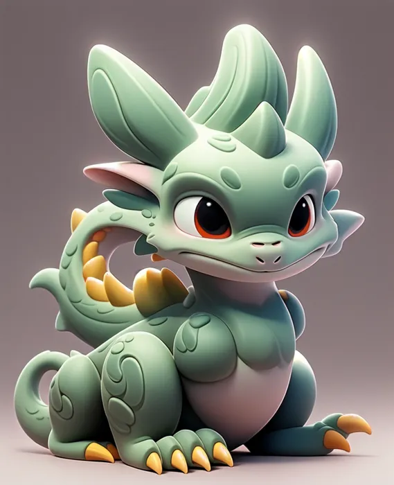 GC-Q版3D手办萌宠—炫彩龙宝-LoRA-谷尘_AI_DesignDog-LiblibAI