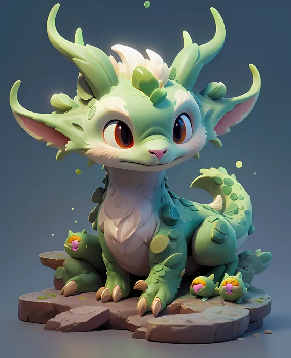 GC-Q版3D手办萌宠—炫彩龙宝-LoRA-谷尘_AI_DesignDog-LiblibAI