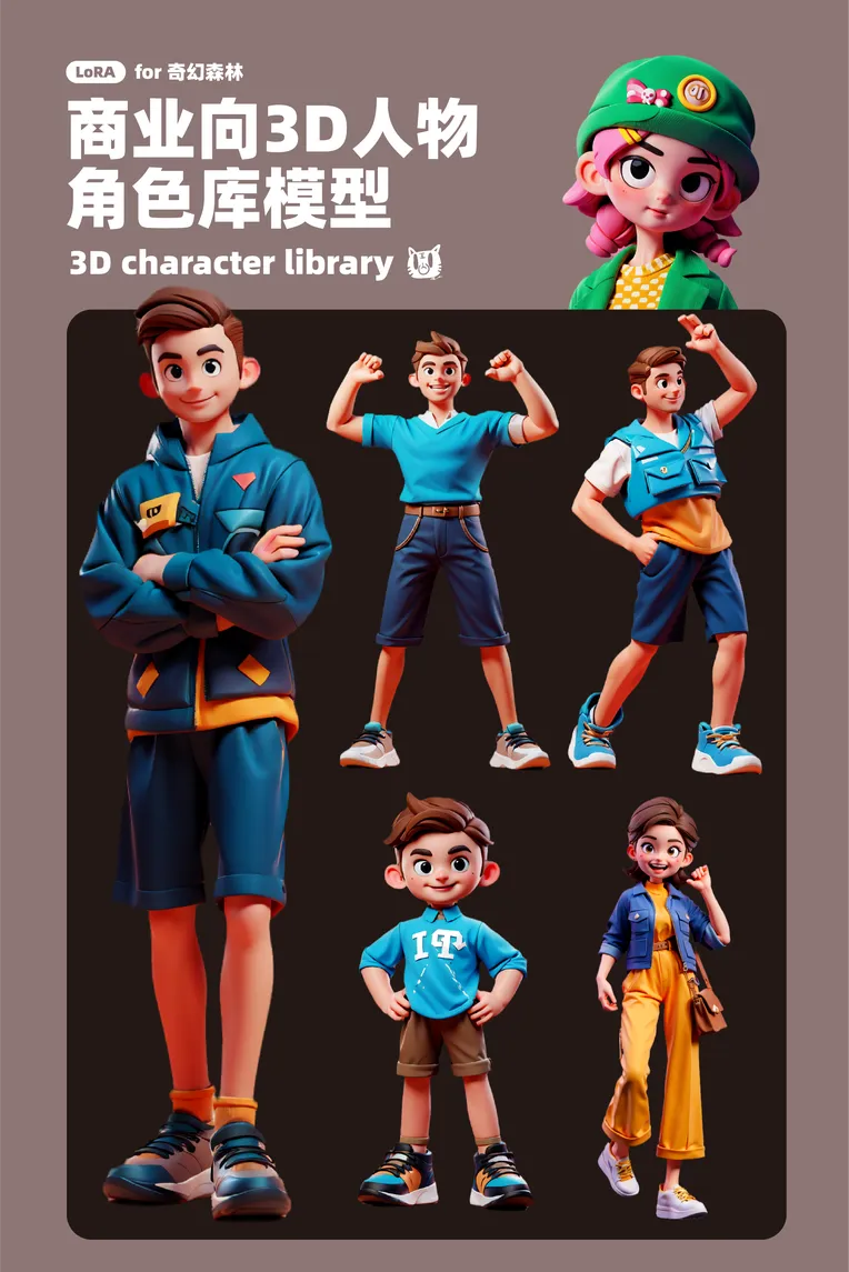商业3D人物角色 | 3D character-LoRA-远-LiblibAI