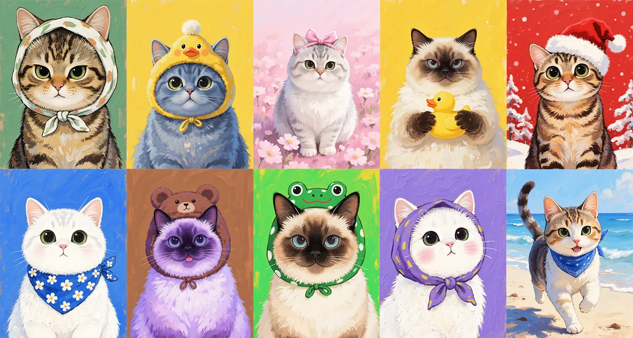 IPBD宠物照片转Q版油画卡通形象-LoRA-IP品牌设计-LiblibAI