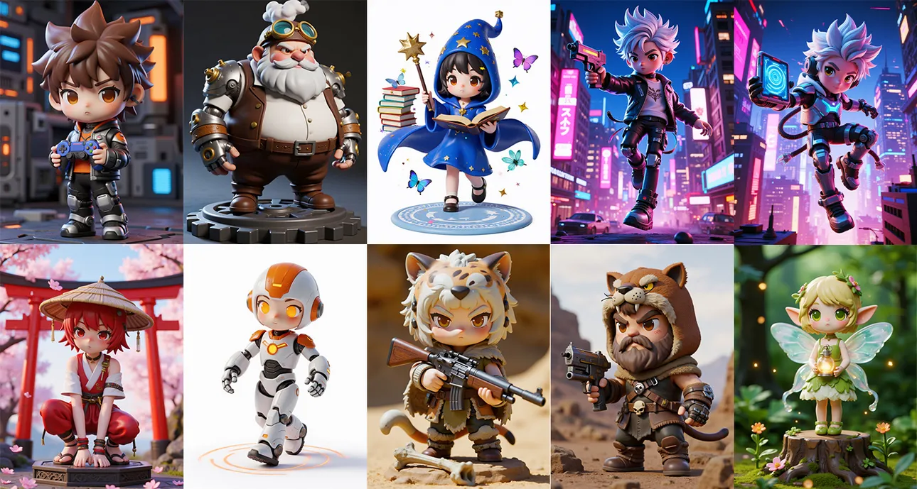 IPBD动感3D盲盒潮玩手办场景设计-LoRA-IP品牌设计-LiblibAI