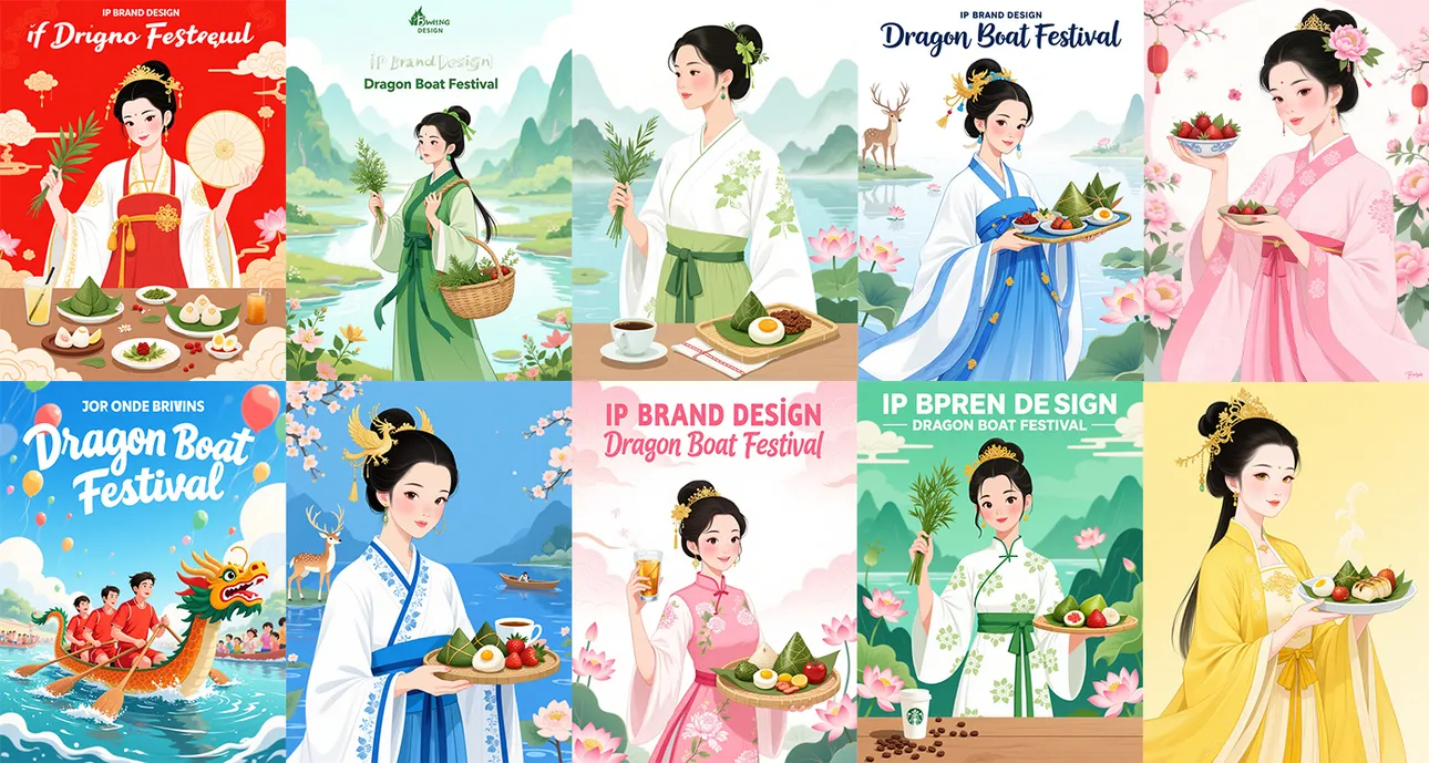 IPBD端午节商业国风手绘插画-LoRA-IP品牌设计-LiblibAI