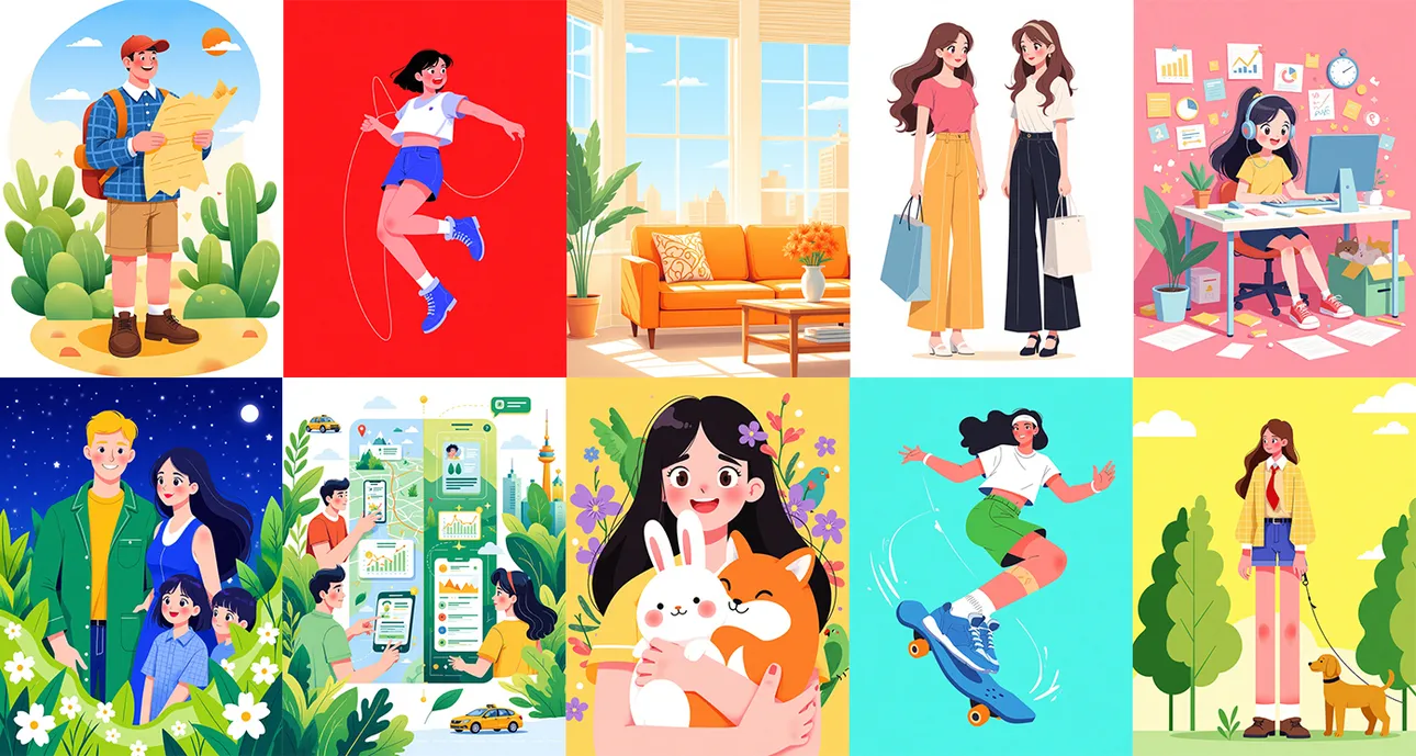 HIRO商业极简扁平清新插画-LoRA-IP品牌设计-LiblibAI