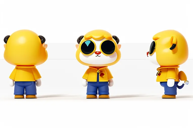 3D cartoon character three-view丨Three Views-LoRA-IPDesign-Shakker