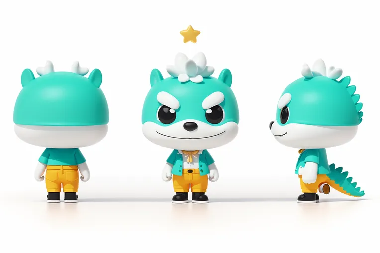 3D cartoon character three-view丨Three Views-LoRA-IPDesign-Shakker