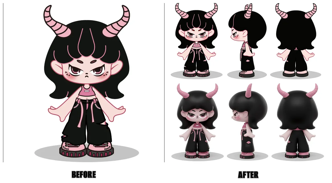 IP衍生器--2D转3D-三视图-LoRA-Colorshow23不闲聊-LiblibAI