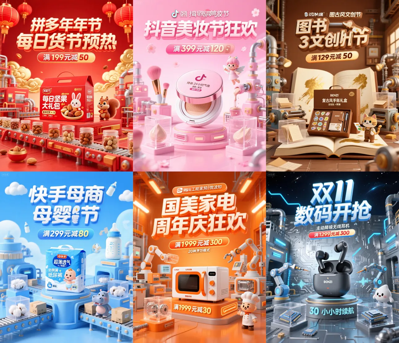 Qwen-image本子3D电商运营宣传促销海报-LoRA-本子AIGC-LiblibAI