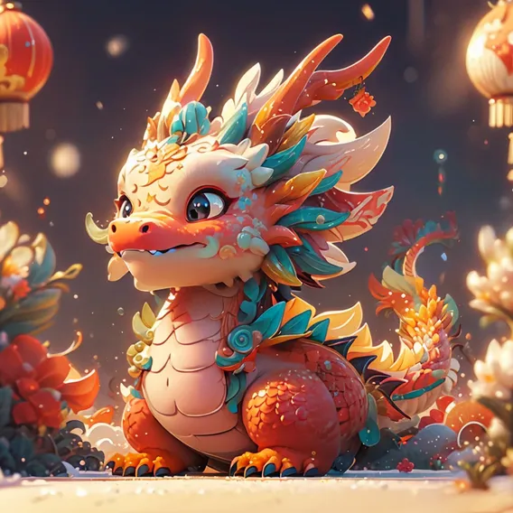 GC-Q版3D手办萌宠—炫彩龙宝-LoRA-谷尘_AI_DesignDog-LiblibAI