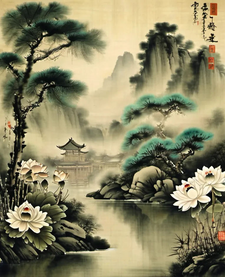 古风_水墨花卉_XL-LoRA-yurenidyi-LiblibAI